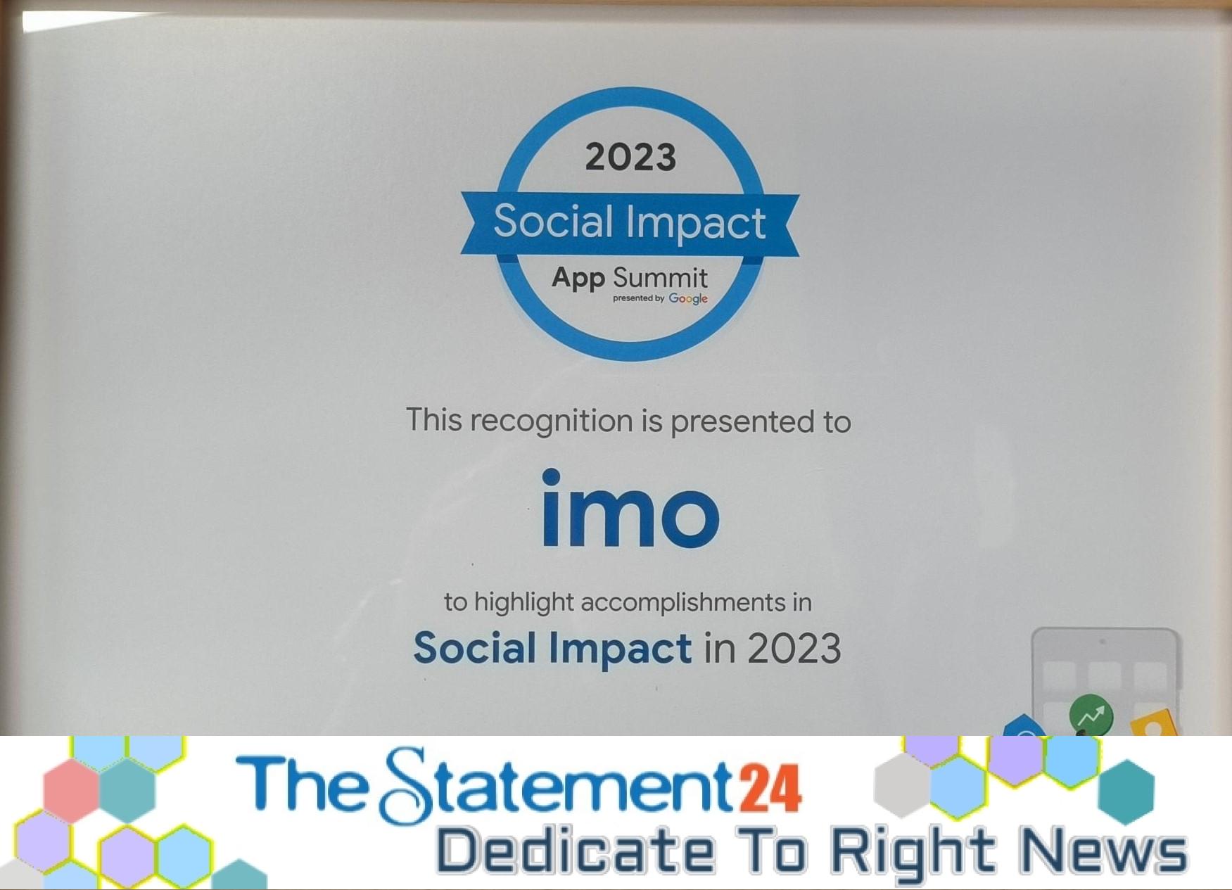 imo accoladed with ‘Social Impact Award’ by Google - TheStatement24