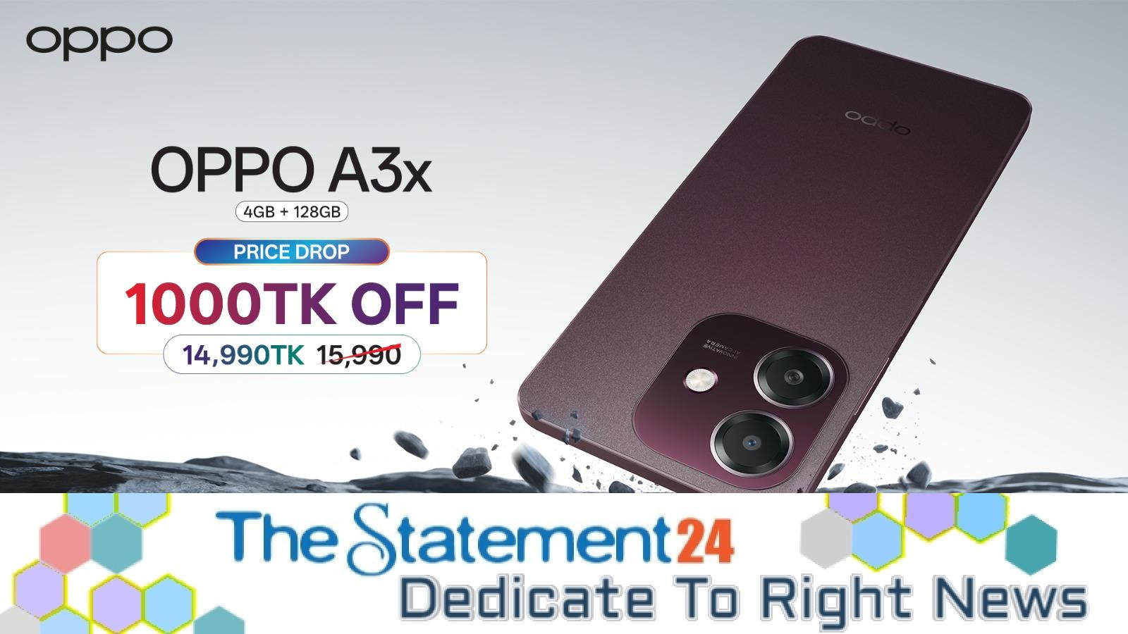 OPPO A3x — The Durability Champion Now Tk 1,000 Less - TheStatement24